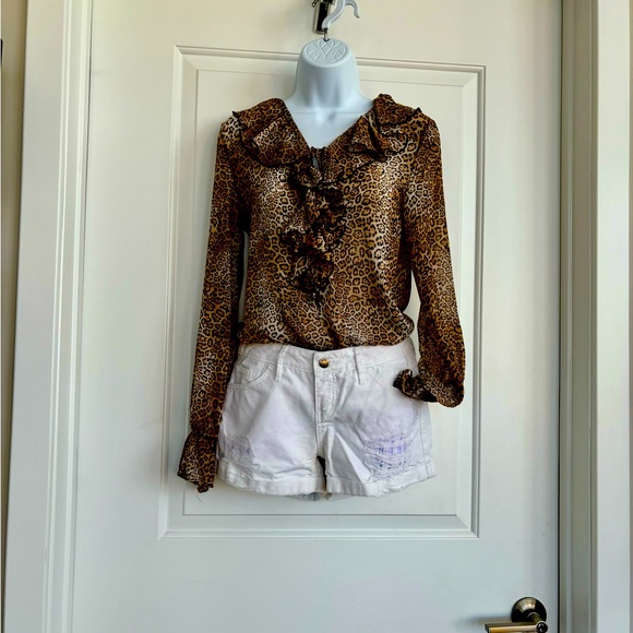 Zara | Tops | Zara Leopard Print Ruffled Long Sleeves Bodysuit Nwot ...